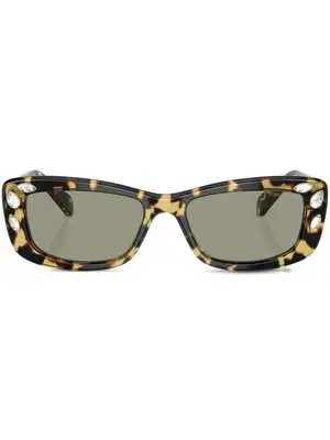SWAROVSKI Tortoiseshell Rectangle-frame Sunglasses - Green