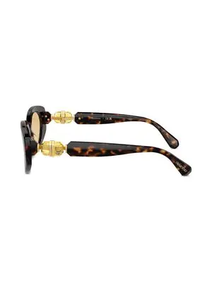 SWAROVSKI Tortoiseshell-effect Round-frame Sunglasses