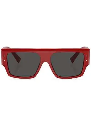 Dolce & Gabbana Logo-print Rectangle-frame Sunglasses - Red