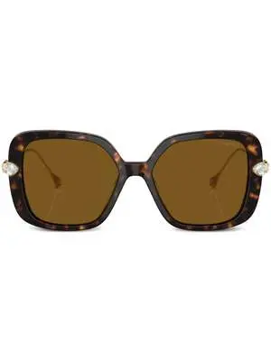 SWAROVSKI Tortoiseshell Rectangle-frame Sunglasses - Green
