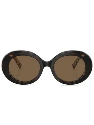 Dolce & Gabbana Carretto-print Round-frame Sunglasses - Green