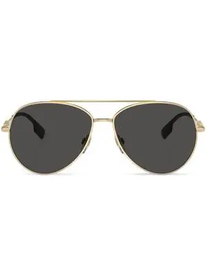 Burberry Logo-plaque Pilot Sunglasses - Gold