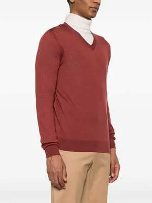 Colombo Fine-knit V-neck Jumper - Red