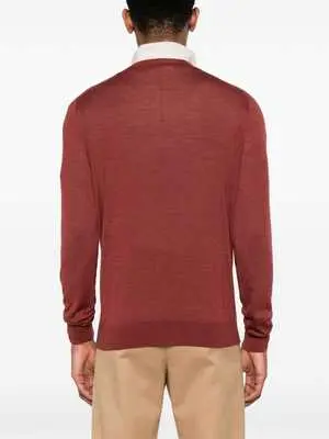 Colombo Fine-knit V-neck Jumper - Red