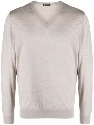 Colombo Fine-knit V-neck Jumper - Neutrals