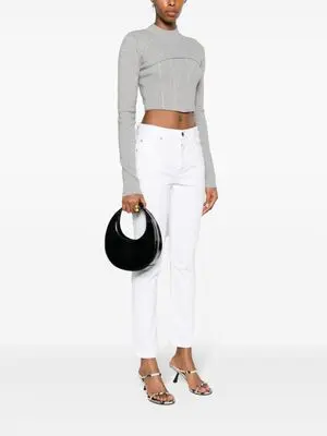 Staud Mini Moon Patent Leather Bag - Black