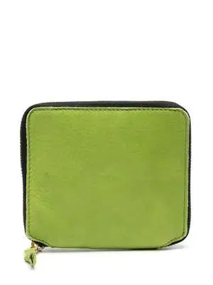 Comme Des Garçons Washed Bi-fold Zip-up Wallet - Green