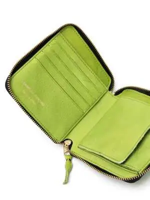 Comme Des Garçons Washed Bi-fold Zip-up Wallet - Green