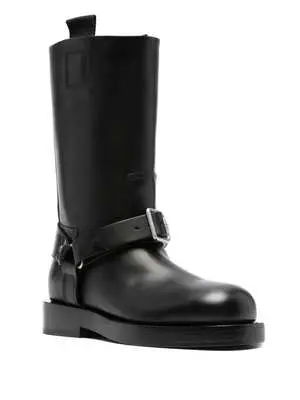 Burberry Buckled-strap Leather Boots