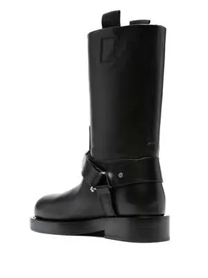 Burberry Buckled-strap Leather Boots