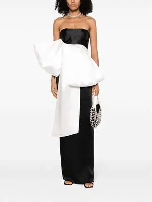 Solace London Nadina Bow-embellished Satin Top