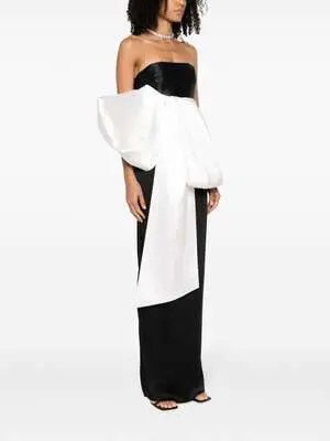 Solace London Nadina Bow-embellished Satin Top