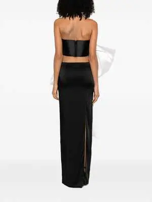 Solace London Nadina Bow-embellished Satin Top
