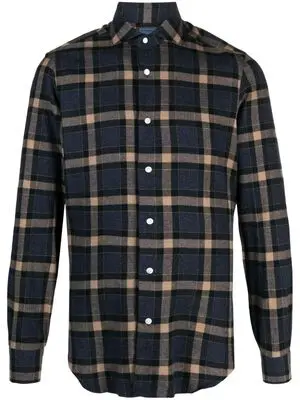 BARBA NAPOLI Checked Long-sleeve Cotton Shirt