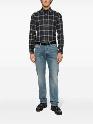BARBA NAPOLI Checked Long-sleeve Cotton Shirt