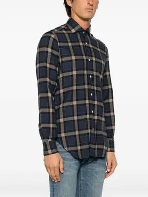 BARBA NAPOLI Checked Long-sleeve Cotton Shirt