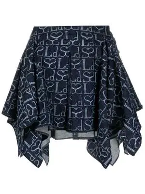 LUDOVIC DE SAINT SERNIN Monogram Asymmetric Miniskirt