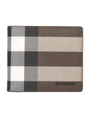 Burberry Check And Leather Bifold Wallet - Dark Birch Brown
