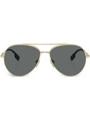 Burberry Logo-plaque Pilot Sunglasses - Gold