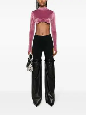 Gcds Velvet-finish High-neck Top - Pink