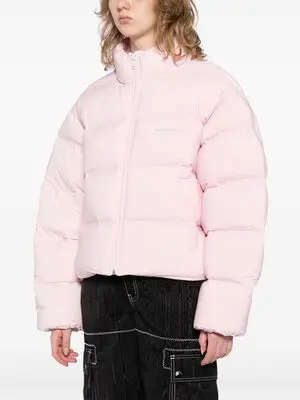Alexander Wang Reflective-logo Cropped Puffer Jacket - Pink