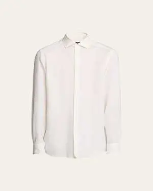 Zegna Cotton-cashmere Cashco Sport Shirt - White Solid