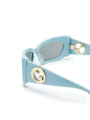 Gucci Geometric-frame Tinted Sunglasses - Blue