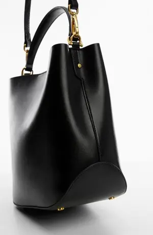Mango Padlock Faux Leather Shopper Bag