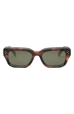 Celine CELINE Bold 3 Dots 54mm Rectangular Sunglasses Havana/green
