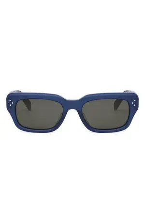 Celine Bold 3 Dots 54mm Rectangular Sunglasses - Shiny Blue/smoke
