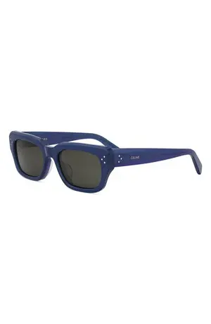Celine Bold 3 Dots 54mm Rectangular Sunglasses - Shiny Blue/smoke