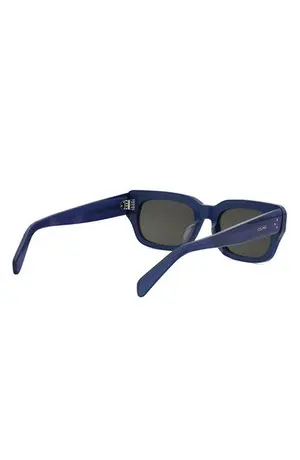 Celine Bold 3 Dots 54mm Rectangular Sunglasses - Shiny Blue/smoke