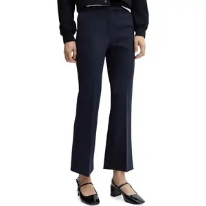 Mango Flare Leg Ankle Pants - Navy