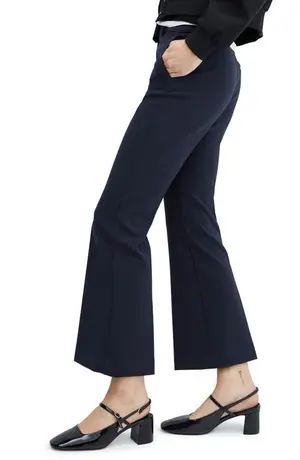 Mango Flare Leg Ankle Pants - Navy