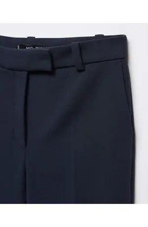Mango Flare Leg Ankle Pants - Navy
