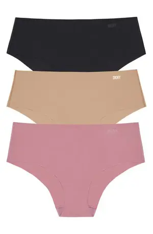 Dkny Litewear Cut Anywear 3-pack Hipster Panties Black/ Glow/ Lilas