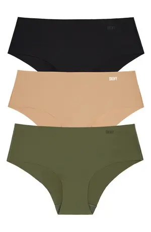 Dkny Litewear Cut Anywear 3-pack Hipster Panties Black/ Glow/ Olive