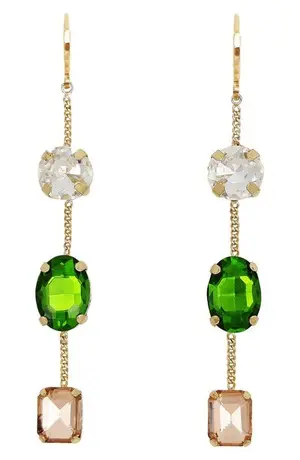 PETIT MOMENTS Alice Linear Drop Earrings - Neutral Green
