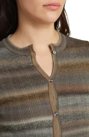 RE/DONE Space Dye Stripe Rib Crop Wool Cardigan
