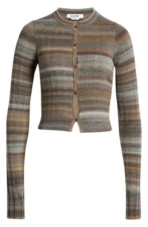 RE/DONE Space Dye Stripe Rib Crop Wool Cardigan