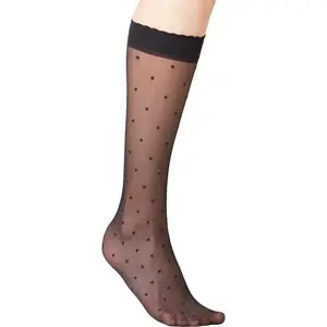 Falke Polka Dot Mesh Knee Socks - Black