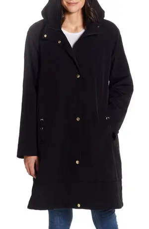 Gallery Water-resistant Hooded Rain Coat - Black