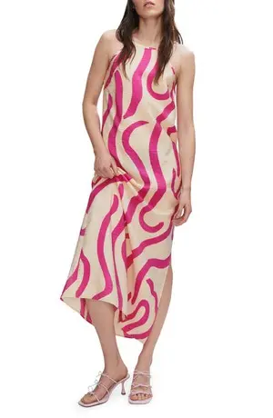 Mango Print Hammered Satin Maxi Dress
