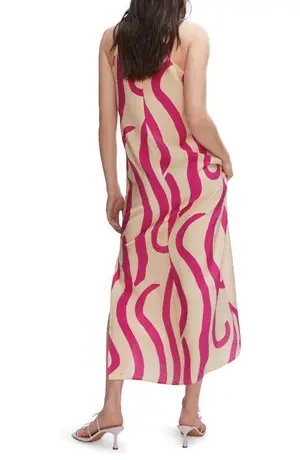 Mango Print Hammered Satin Maxi Dress