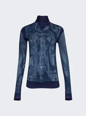 JEAN PAUL GAULTIER L'oeil Long Sleeve Top - Blue