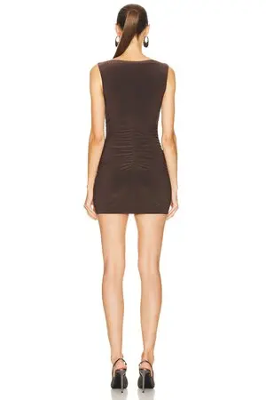 Norma Kamali Sleeveless Pickleball Mini Dress - Chocolate