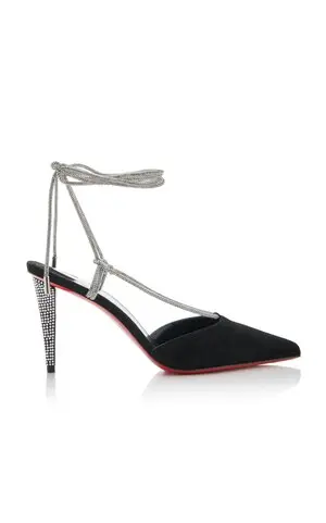 CHRISTIAN LOUBOUTIN Astrid 85mm Crystal-embellished Suede Pumps - Black