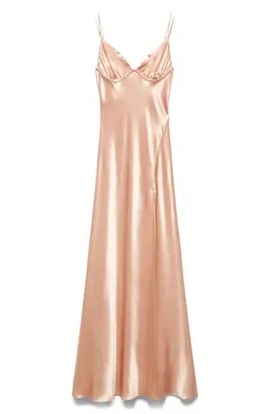 Mango Satin Open Back Slipdress