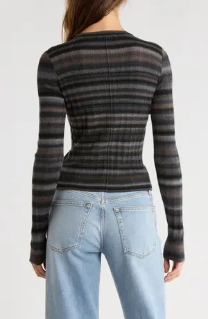 RE/DONE Space Dye Stripe Rib Wool Sweater - Blackcombo