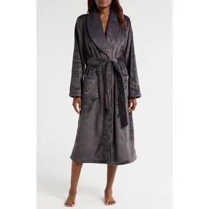 Nordstrom Shawl Collar Plush Longline Robe Grey Stonehenge